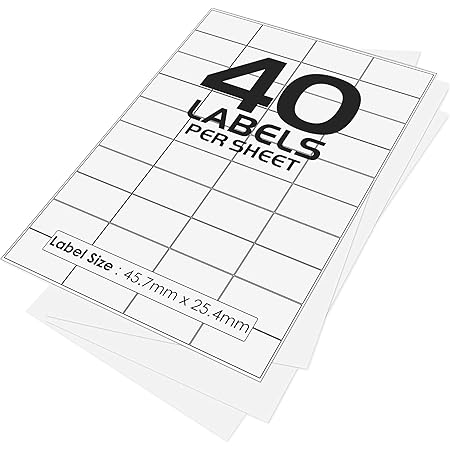 40 Per Page/Sheet, 10 Sheets (400 Sticky Label), iSOUL White Blank Matt ...