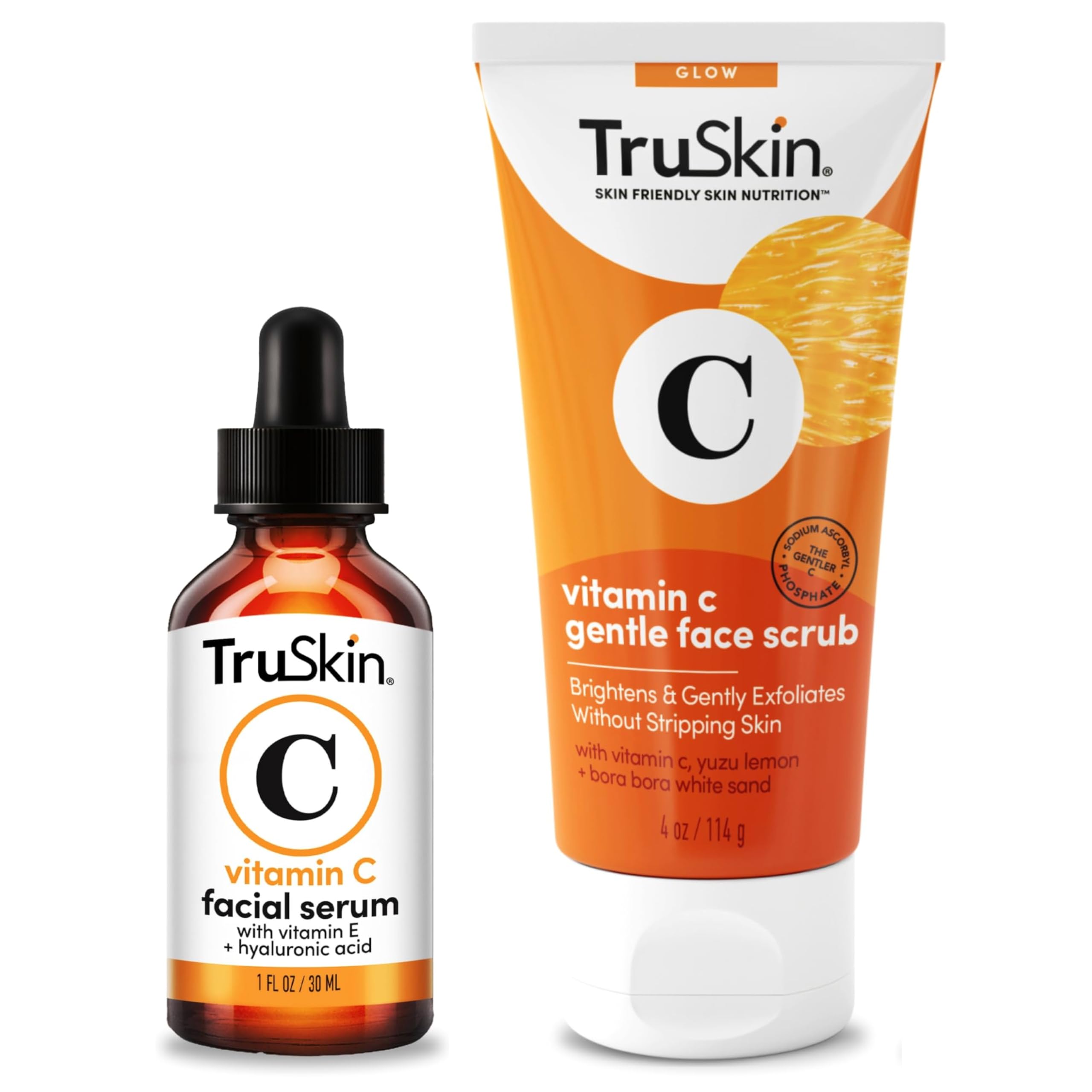 Amazon.com: TruSkin Vitamin C Serum & Vitamin C Scrub Duo for Brighter ...
