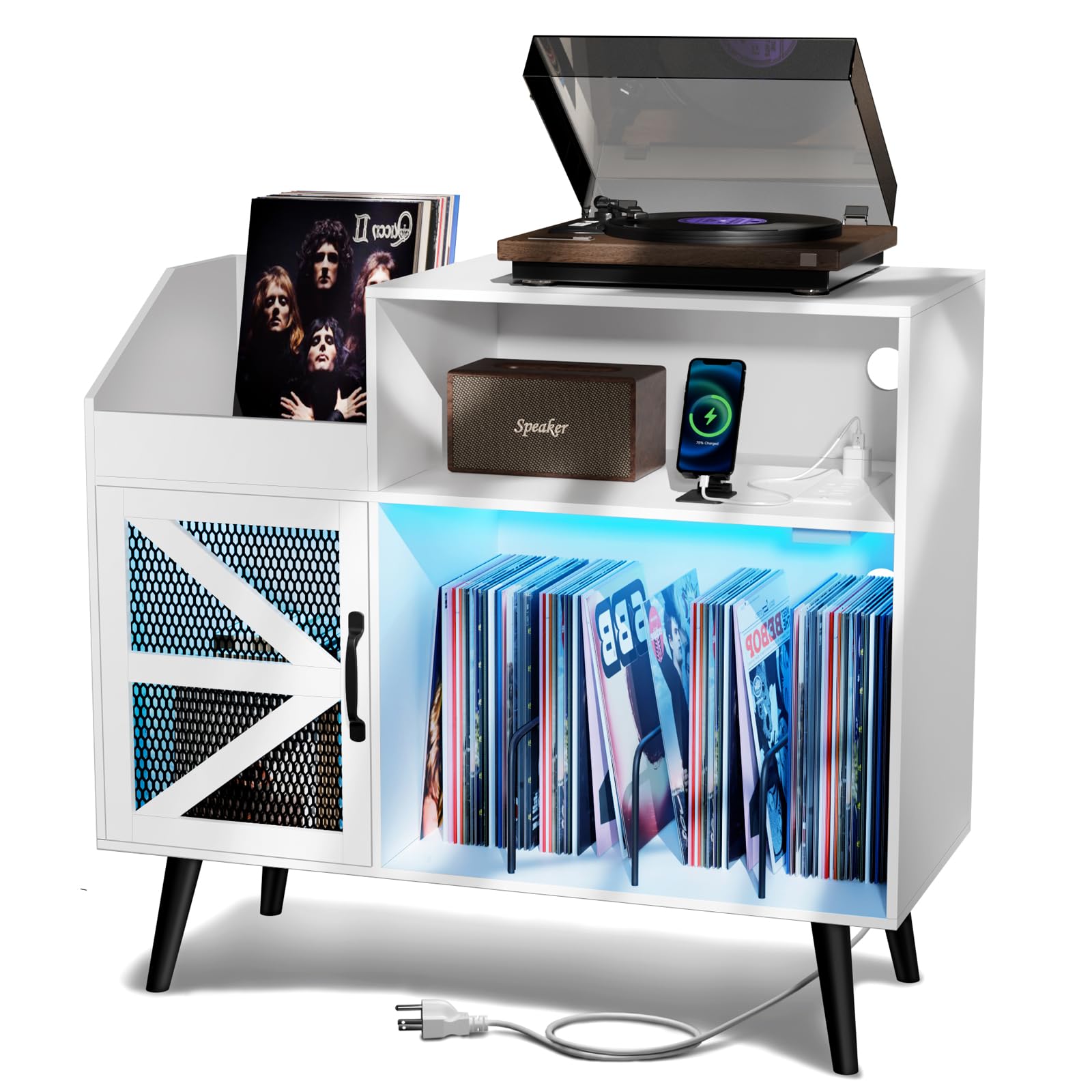 Snapklik.com : Large White Record Player Stand