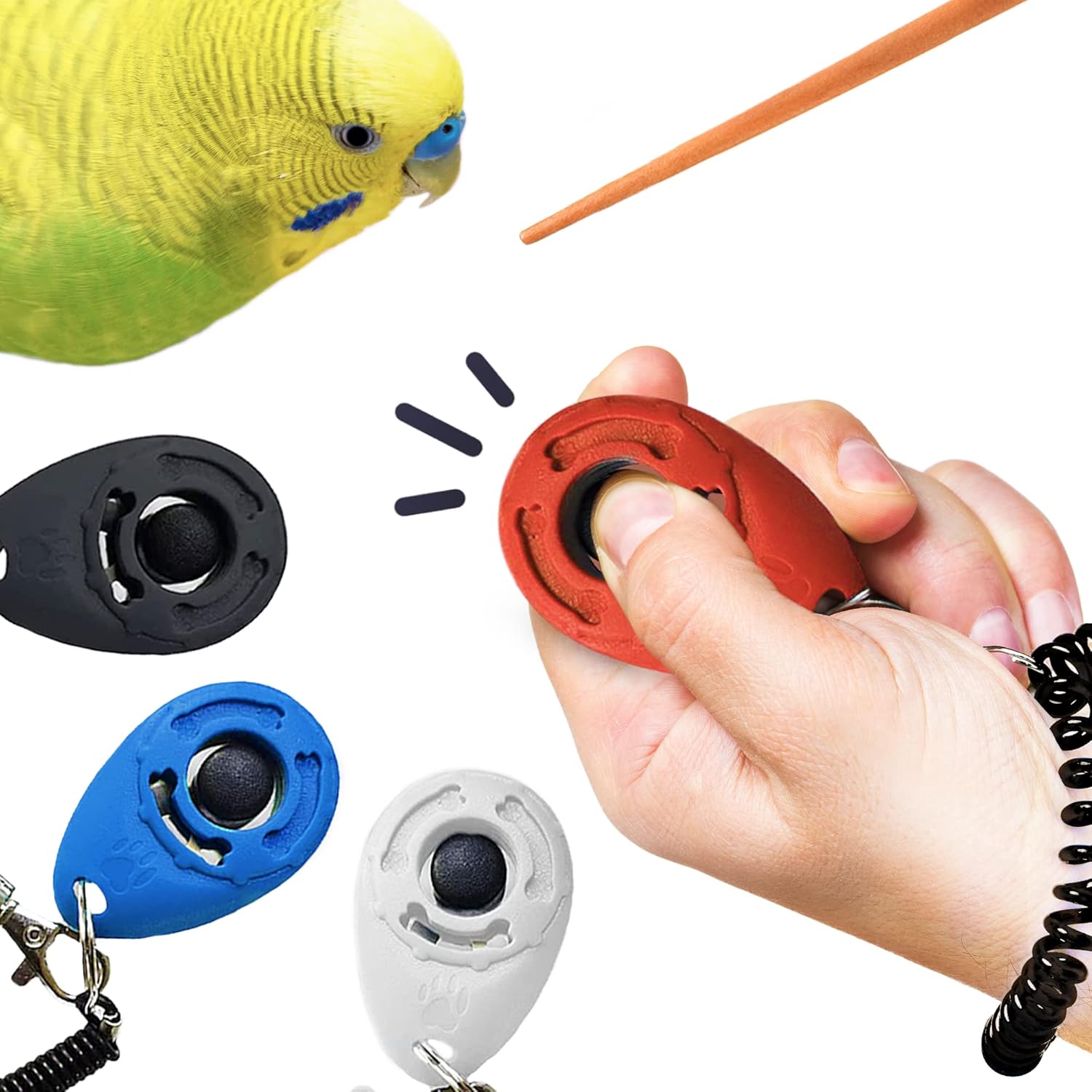 SunGrow Dog Clickers with Black Wrist Bands, 2.4x1.8 Inches, Colorful ...