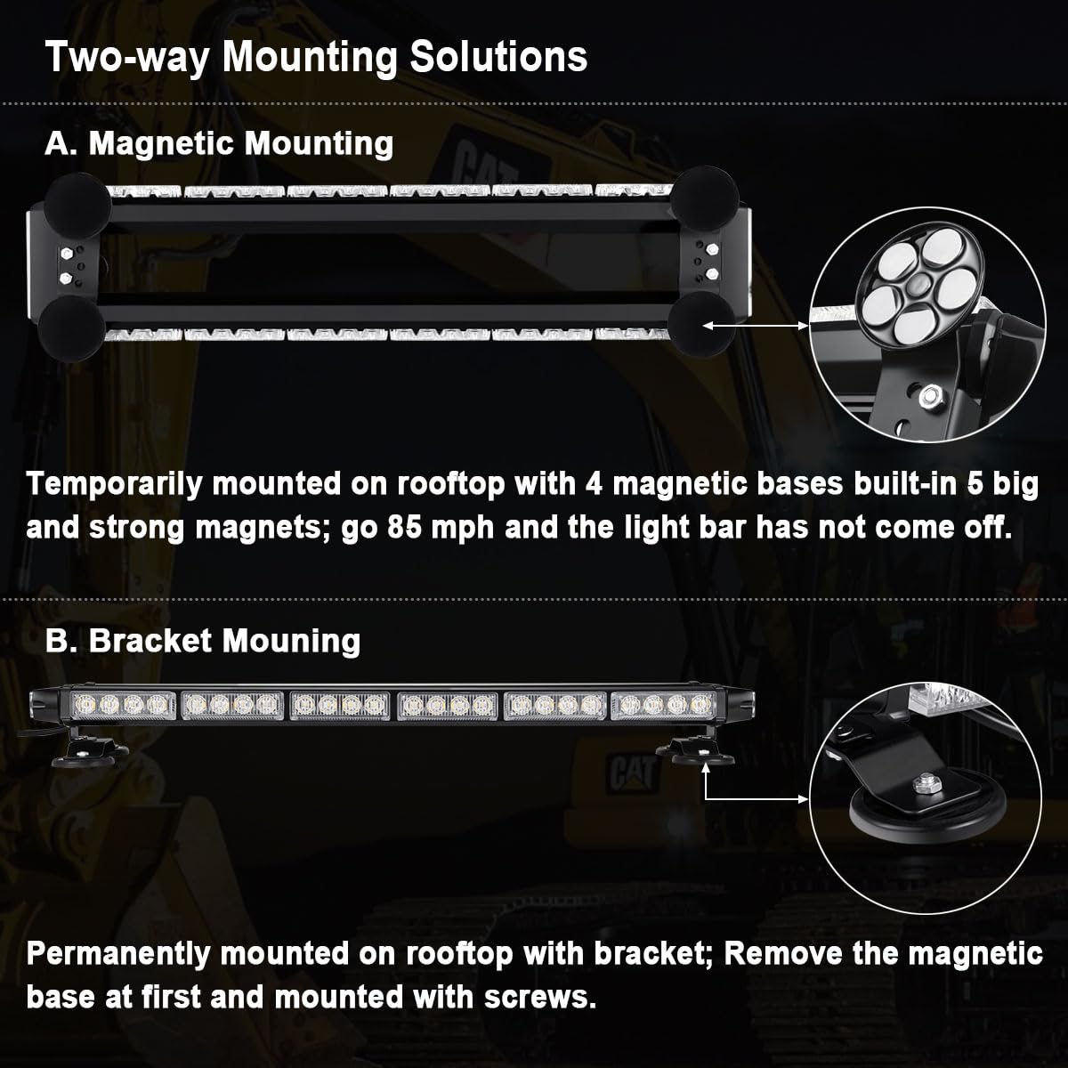 Snapklik.com : WOWTOU Rooftop Safety Flashing 56 LED Amber White ...