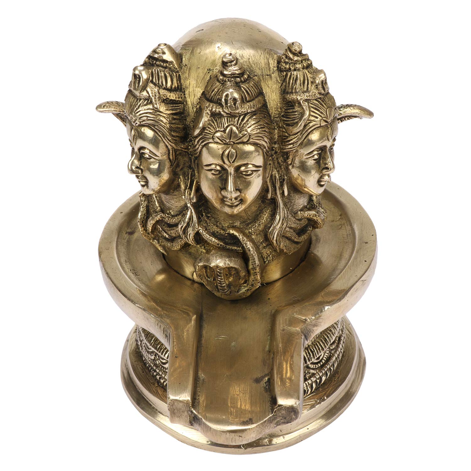 Buy ARTVARKO Brass Metal Large Shivling Murti Idol Three Faces Shiva ...