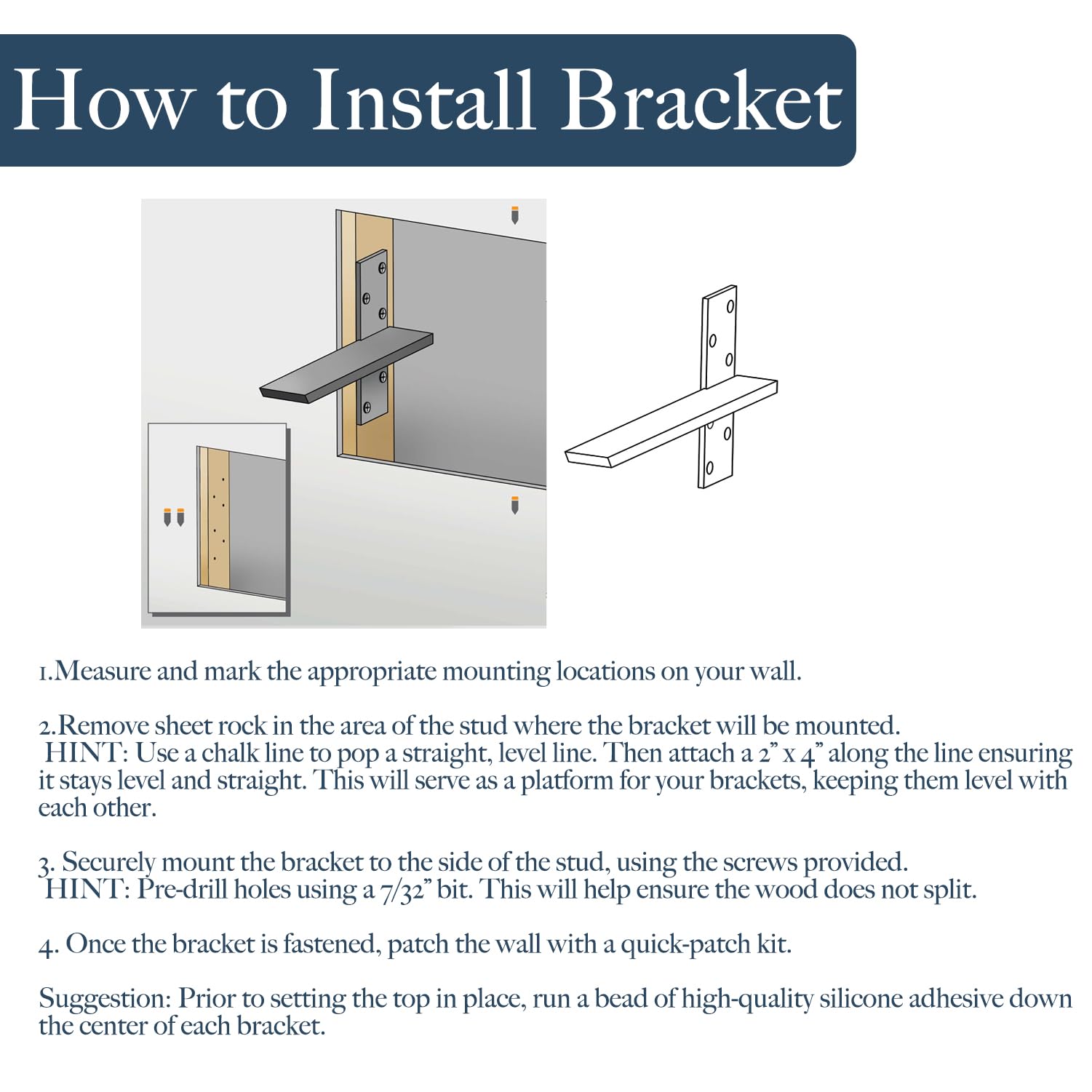 Snapklik.com : Free Hanging Countertop Support Bracket 16" Lx25 W 3 ...