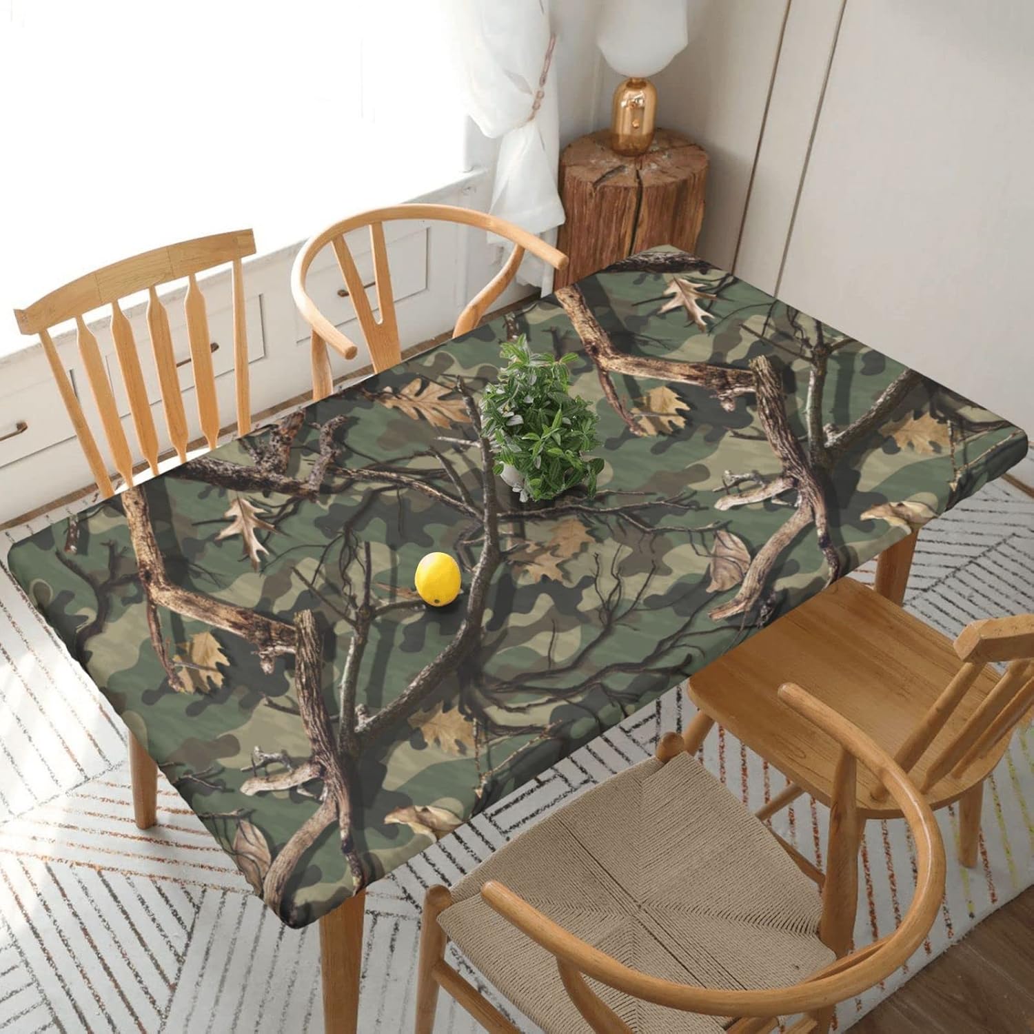 Amazon.com: Camo Tablecloth Elastic Fitted Edge Table Cloth Rectangle ...