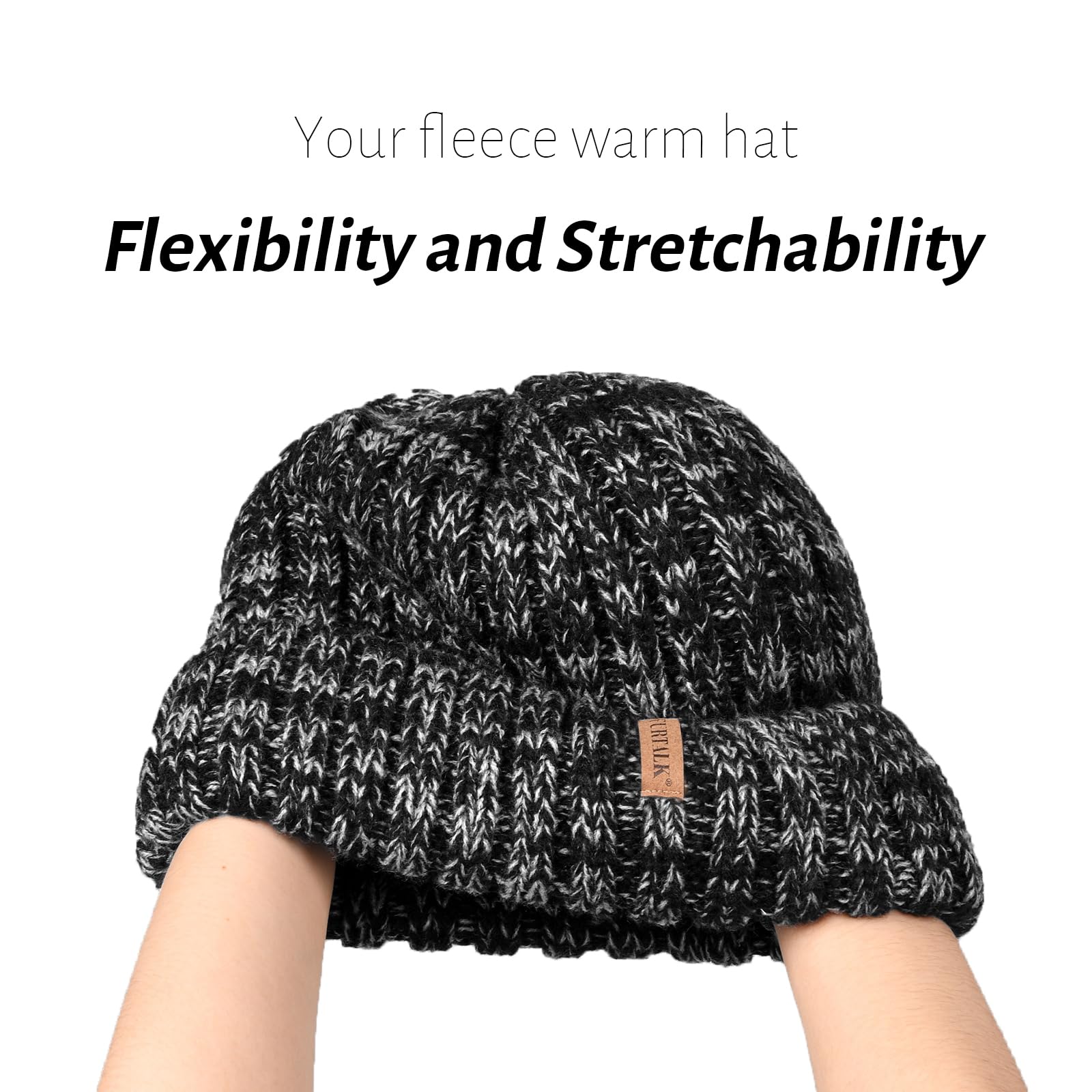 Snapklik.com : Winter Hats For Women Fleece Lined Beanie Knit Chunky ...