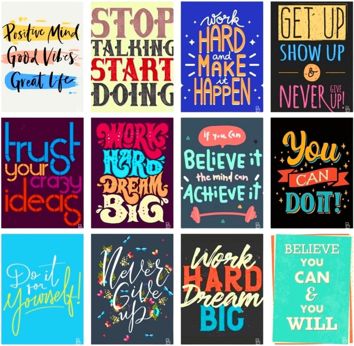 Brandian 12 Pcs Inspirational Motivational Wall Posters - Motivational ...