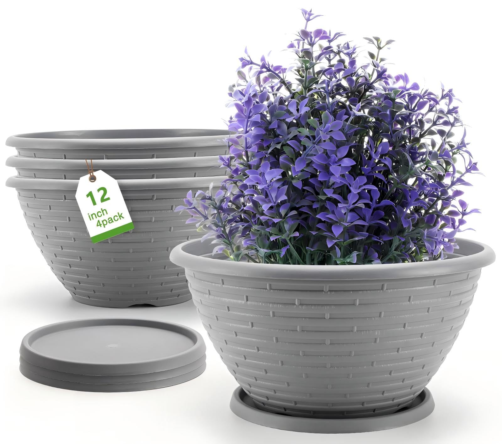 Snapklik.com : Quarut Large-Planter-Indoor-Outdoor Plant Pots, 12 Inch ...