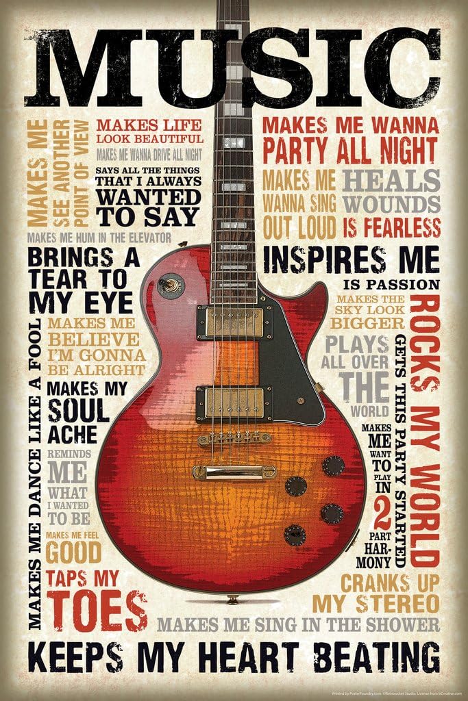 Amazon.com: Music Inspires Me Guitar Quotes Poster Motivational ...