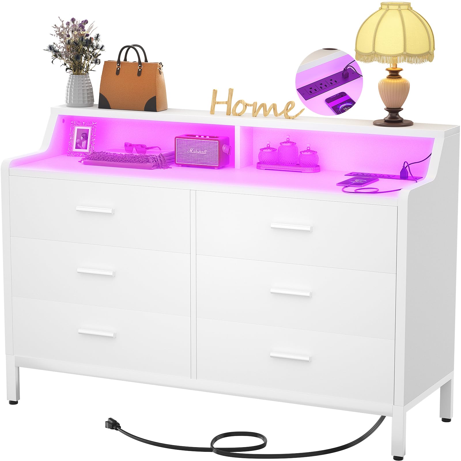 Hyomdeck 6 Drawer Dresser for Bedroom, Double Storage Dresser with ...