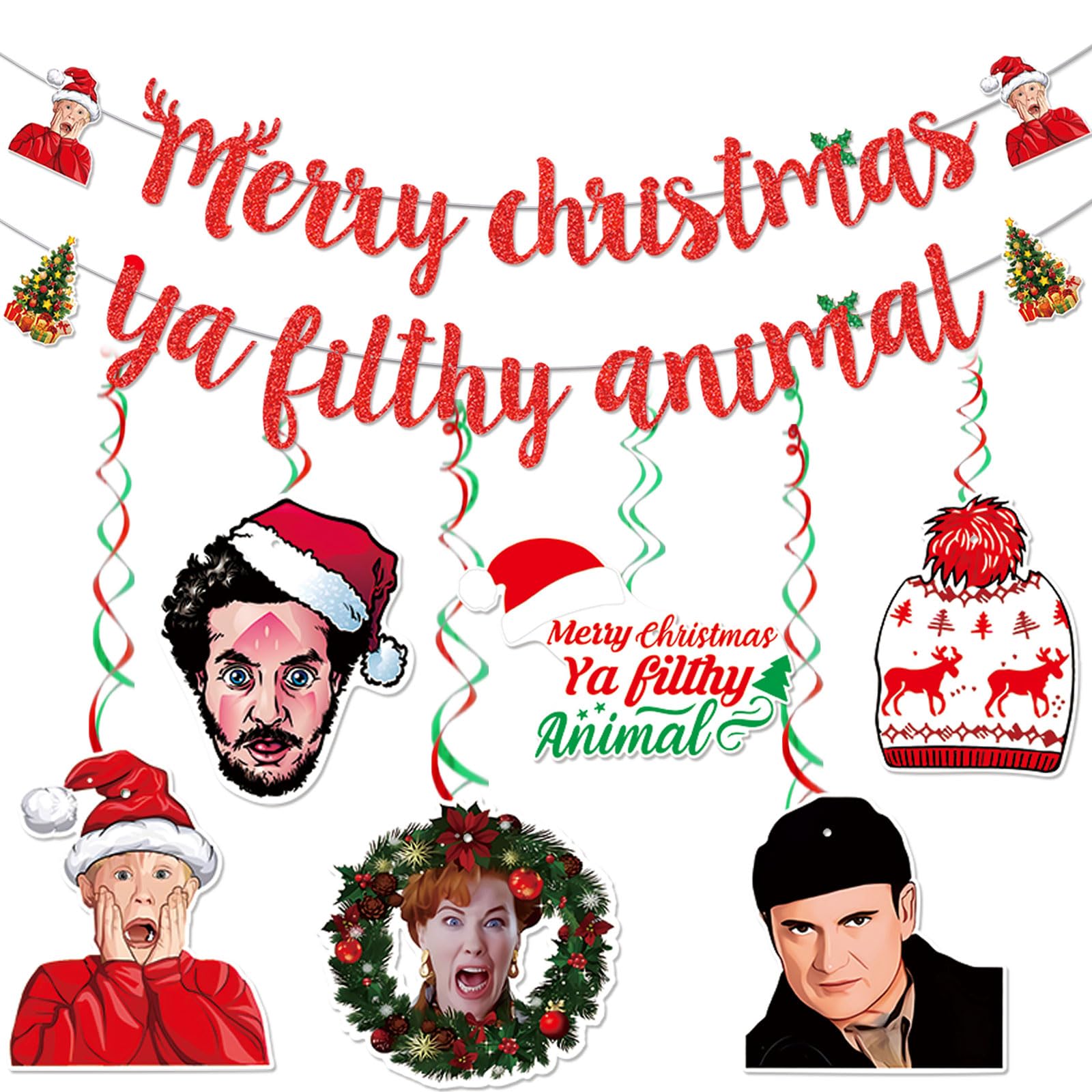 Amazon.com: Merry Christmas Ya Filthy Animal Banner Christmas Party ...