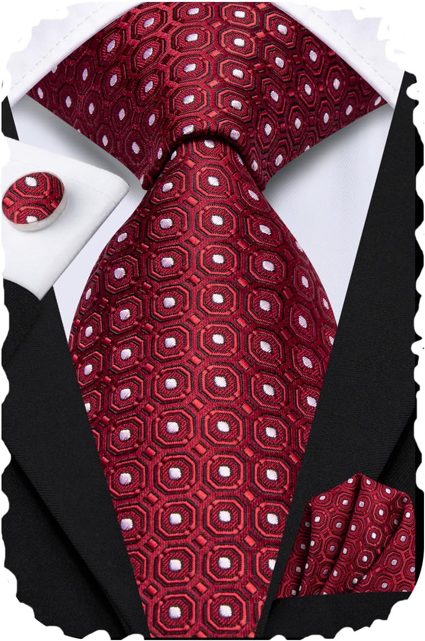 Amazon.com: Hi-Tie Burgundy Red Ties for Men 63'' Extra Long Mens Ties ...