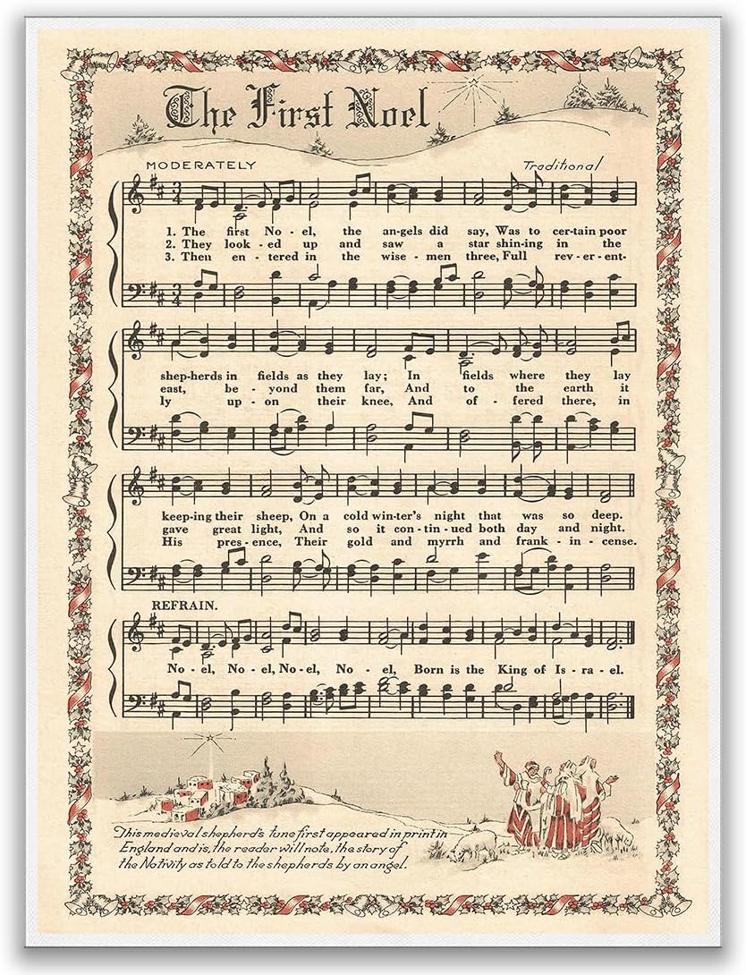 Amazon.com: Rustic Silent Night Christmas Wall Art – Traditional ...