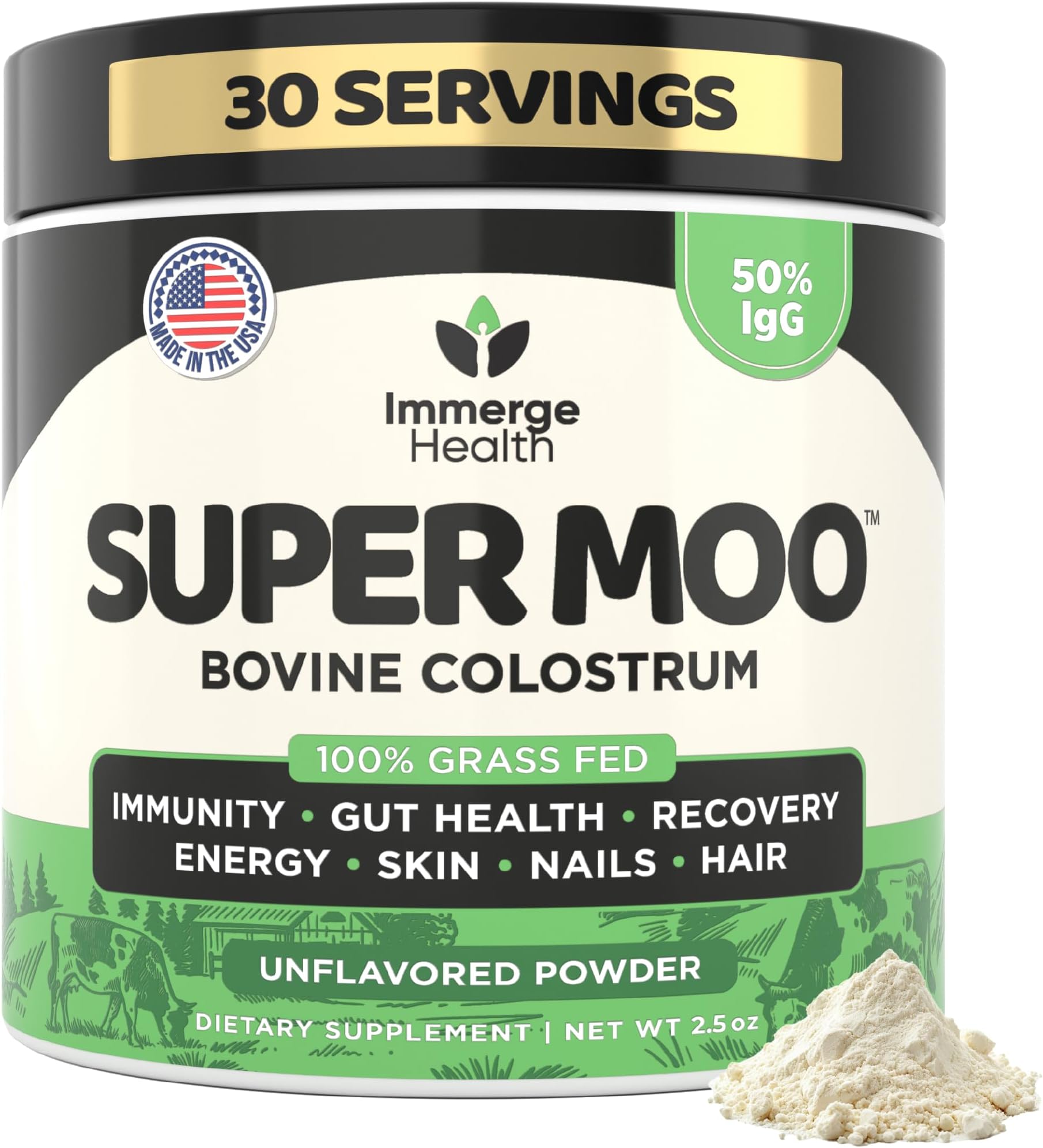 Amazon.com: Super MOO Grass Fed Bovine Colostrum Powder for Bloating ...