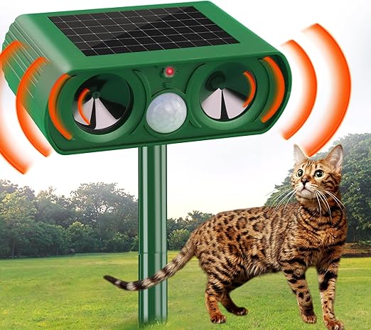 Solar Powered Cat Repeller for Garden, Ultrasonic Cat Repeller for ...