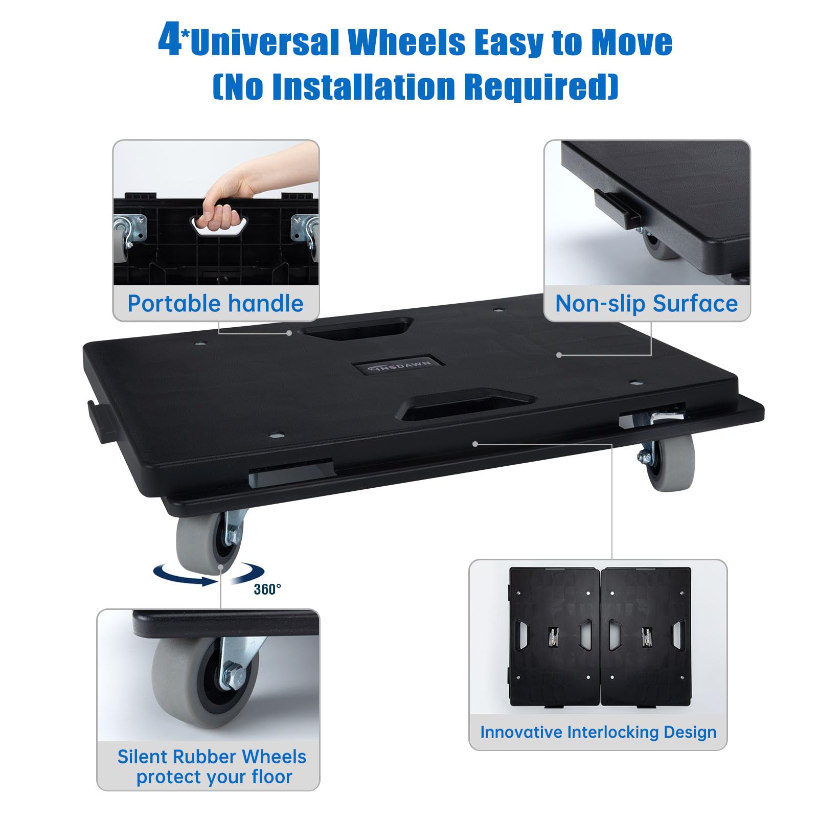 Snapklik.com : Insdawn 2 Pack Furniture Dolly Upgraded Dollies Connectable