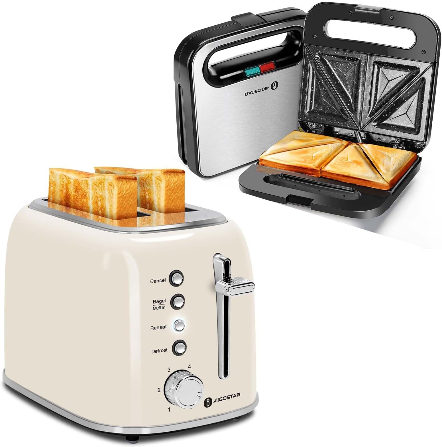 Amazon.com: Toaster 2 Slice Retro and Sandwich Maker with Super ...