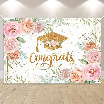 Amazon.com : Pink Graduation Backdrop Class of 2026 Rose Gold Banner ...