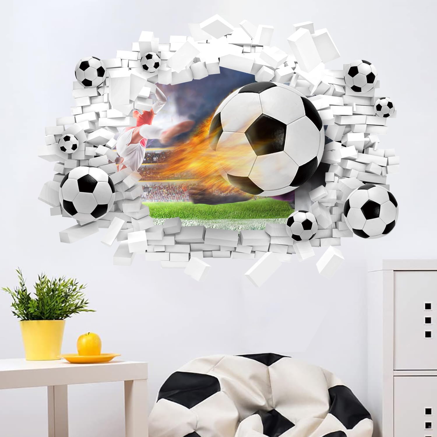 HPUINB Large 3D Football Wall Stickers,Football Bedroom Football Gifts ...