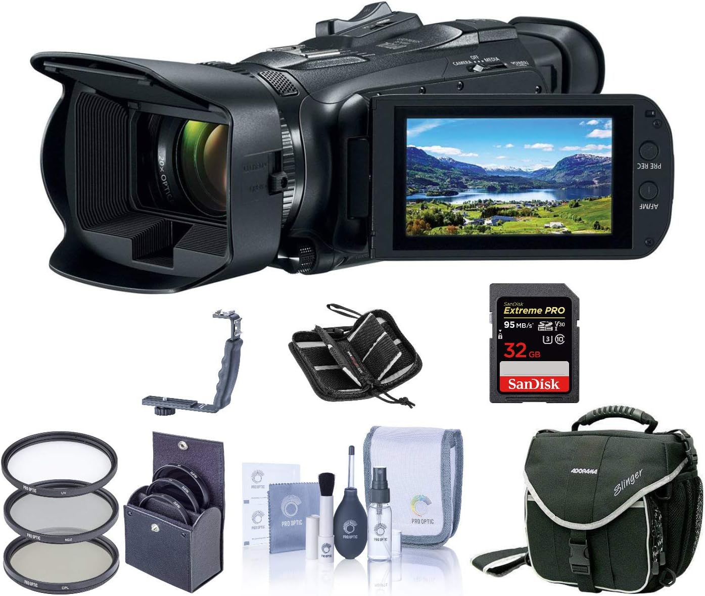 Canon VIXIA HF G50 4K UHD Camcorder, 20x Optical Zoom, Bundle Kit ...