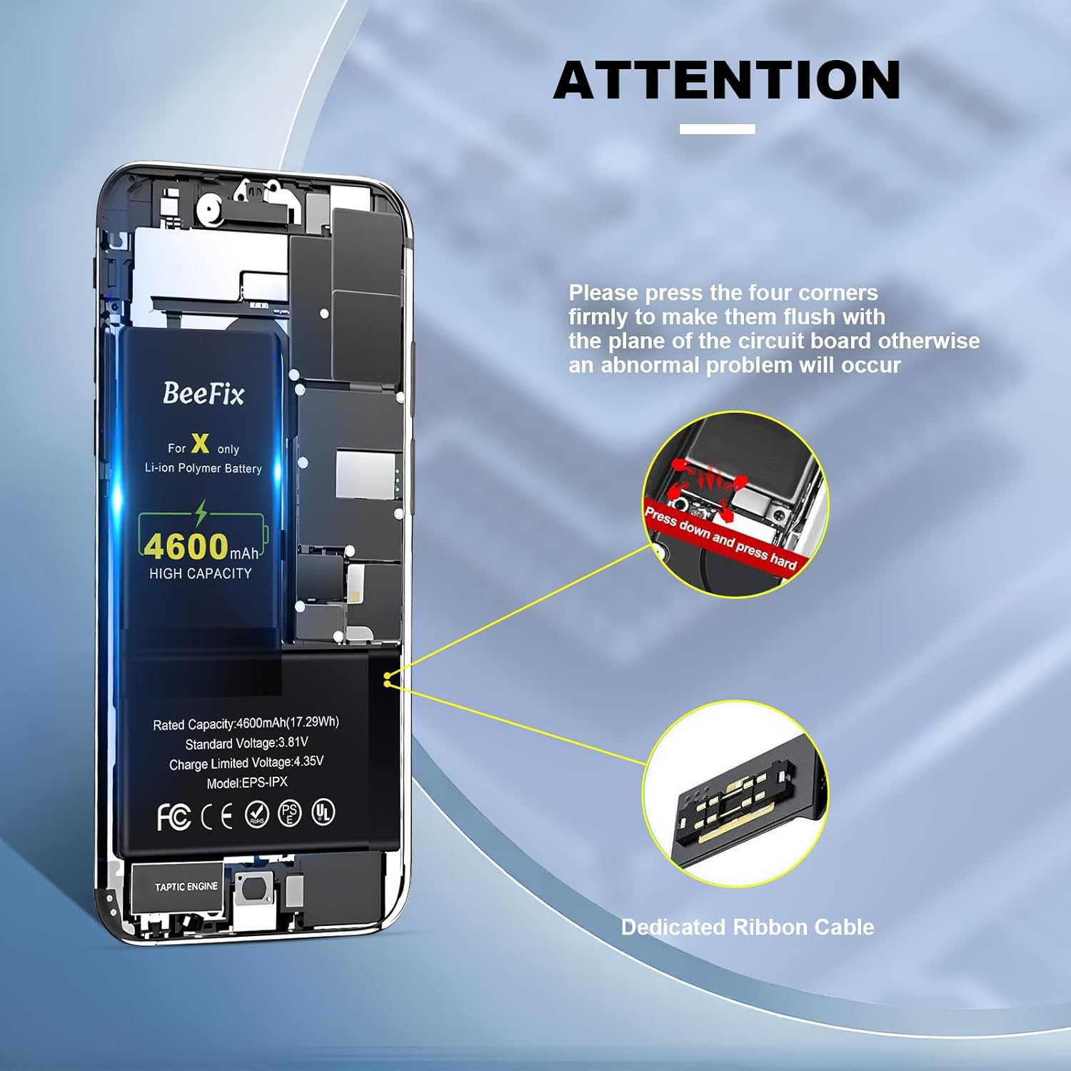 Battery Replacement for iPhone X : High Capacity New 0 Cycle Battery ...
