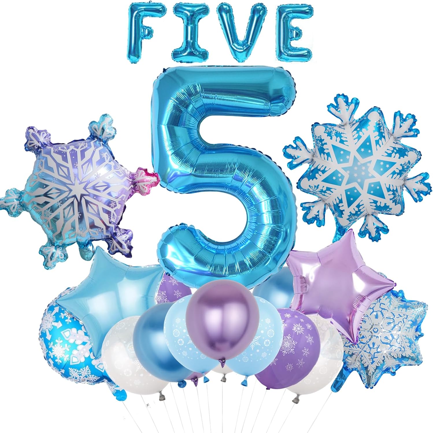 Amazon.com: Purple and Blue Snow Party Decorations, Number 5 Girl ...