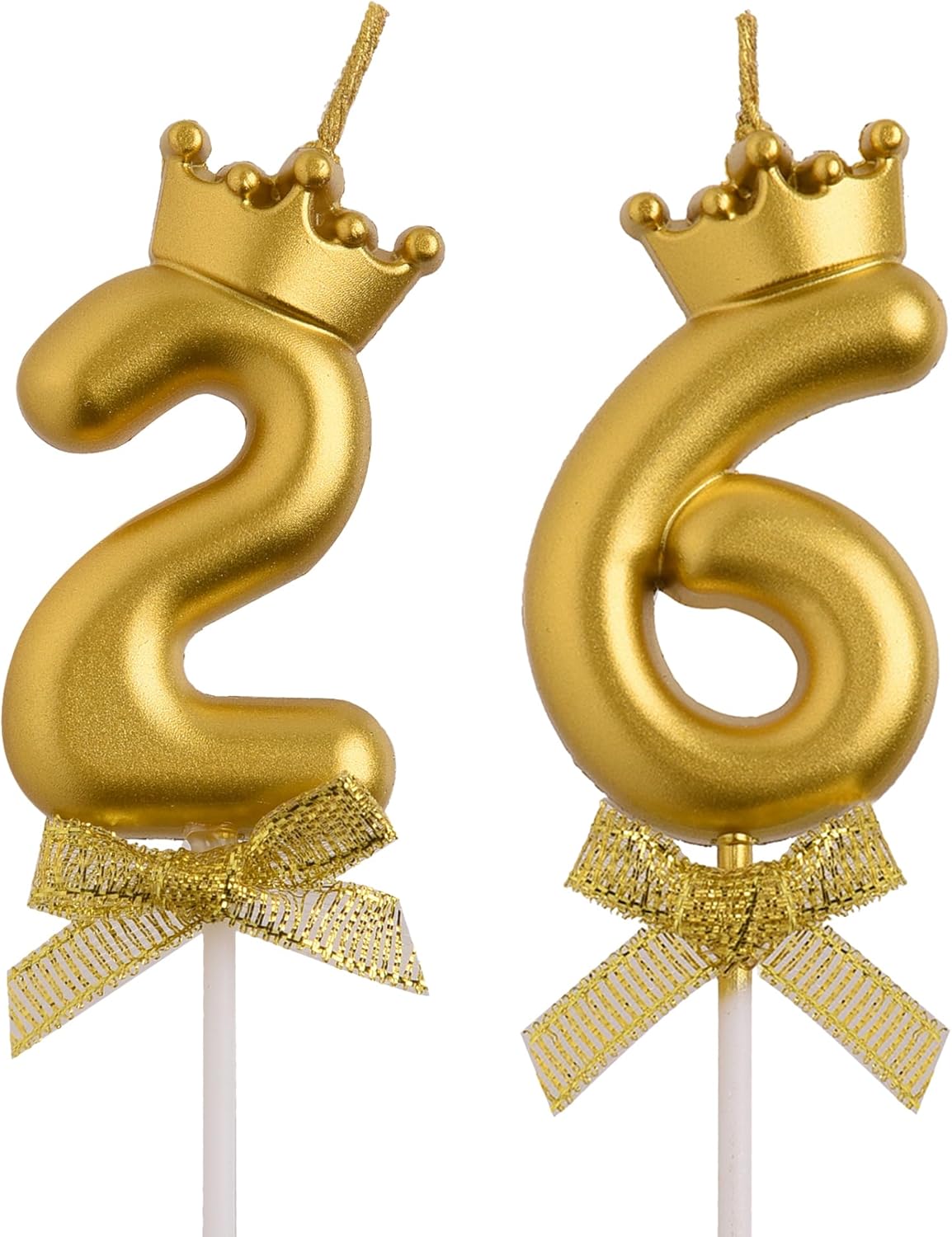 AOOLADA 26th 62nd Birthday Candles, Gold 62 26 Year Old Cake Topper ...