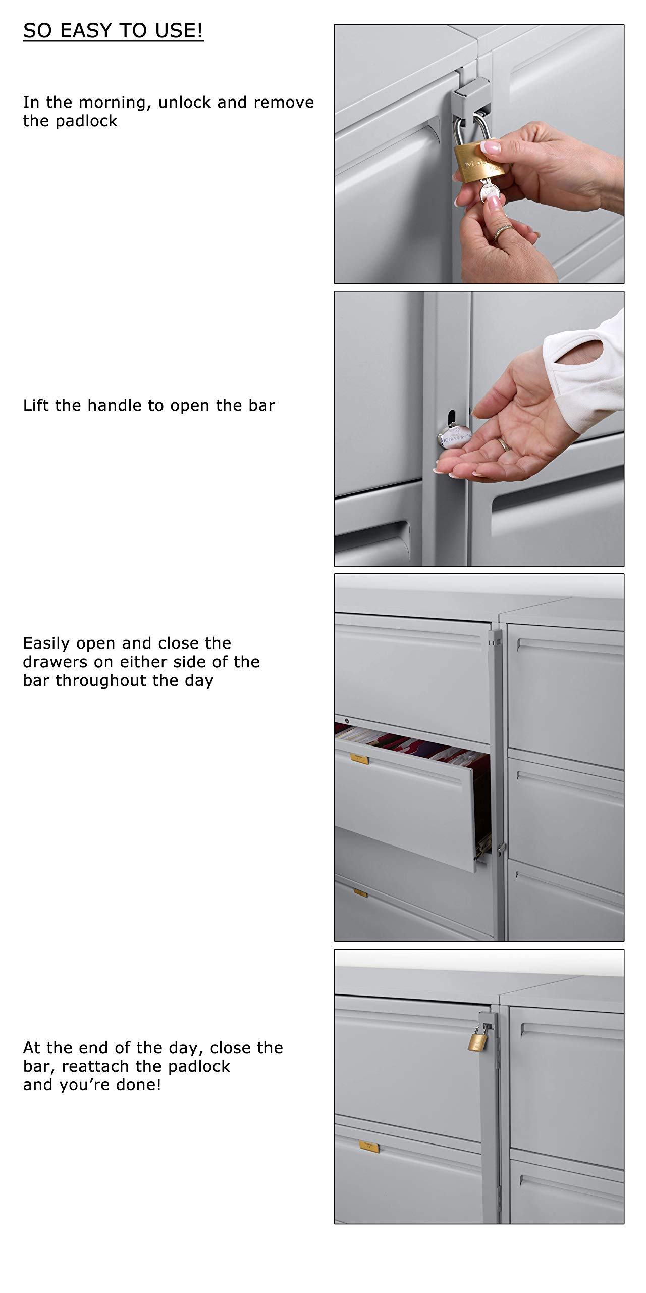 Snapklik.com : Guardianite File Cabinet Locking Bar Fits 4 Drawer File ...