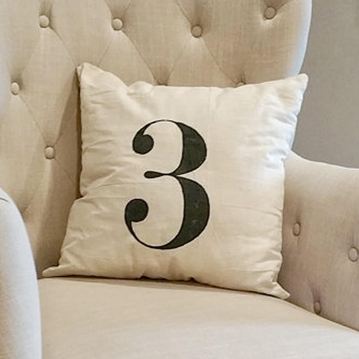 Amazon.com: Linen Typography Number Pillow - 18" Pillow - Includes ...