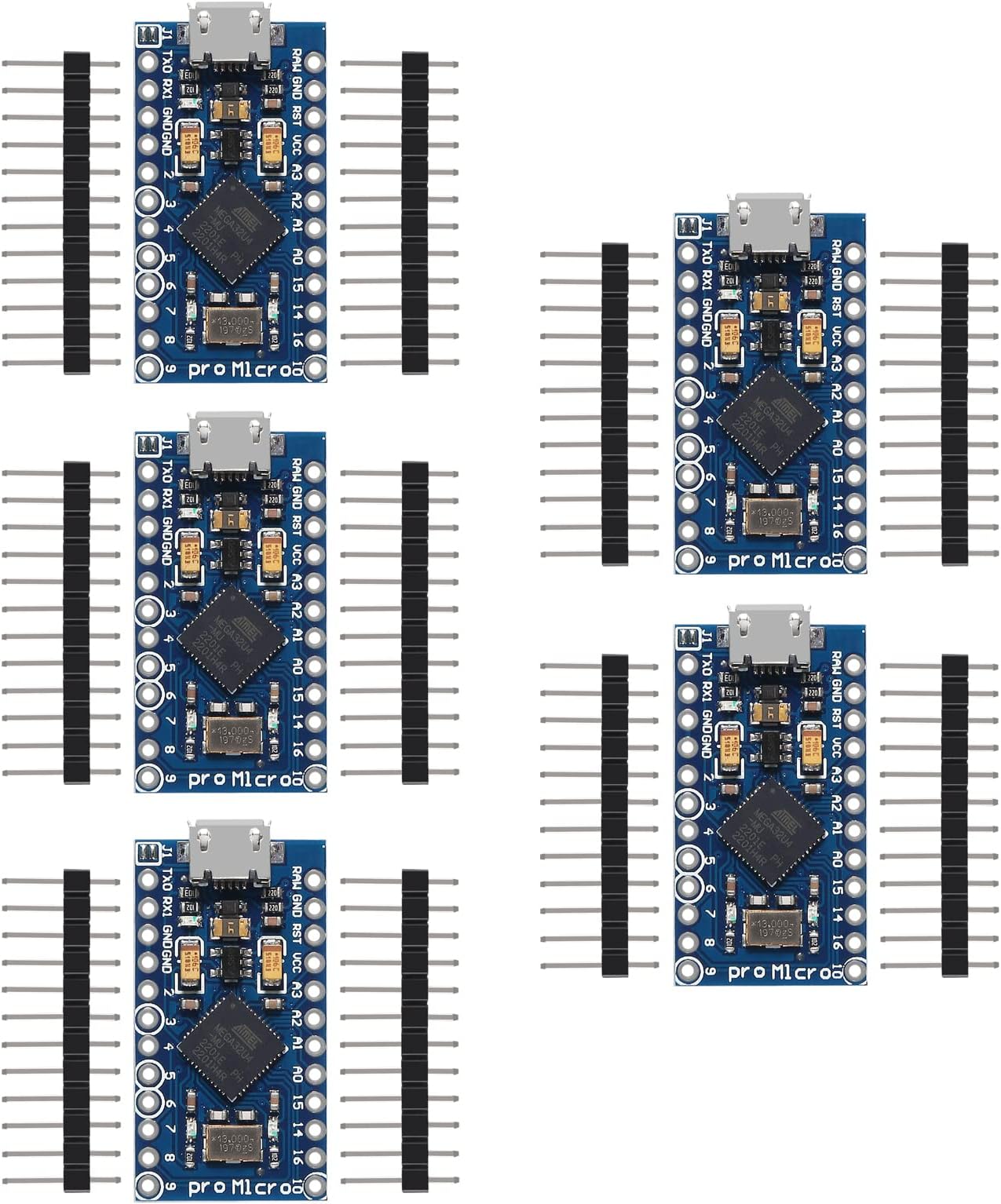 5pcs Pro Micro ATmega32U4 5V 16MHz Micro USB Development Board Module ...