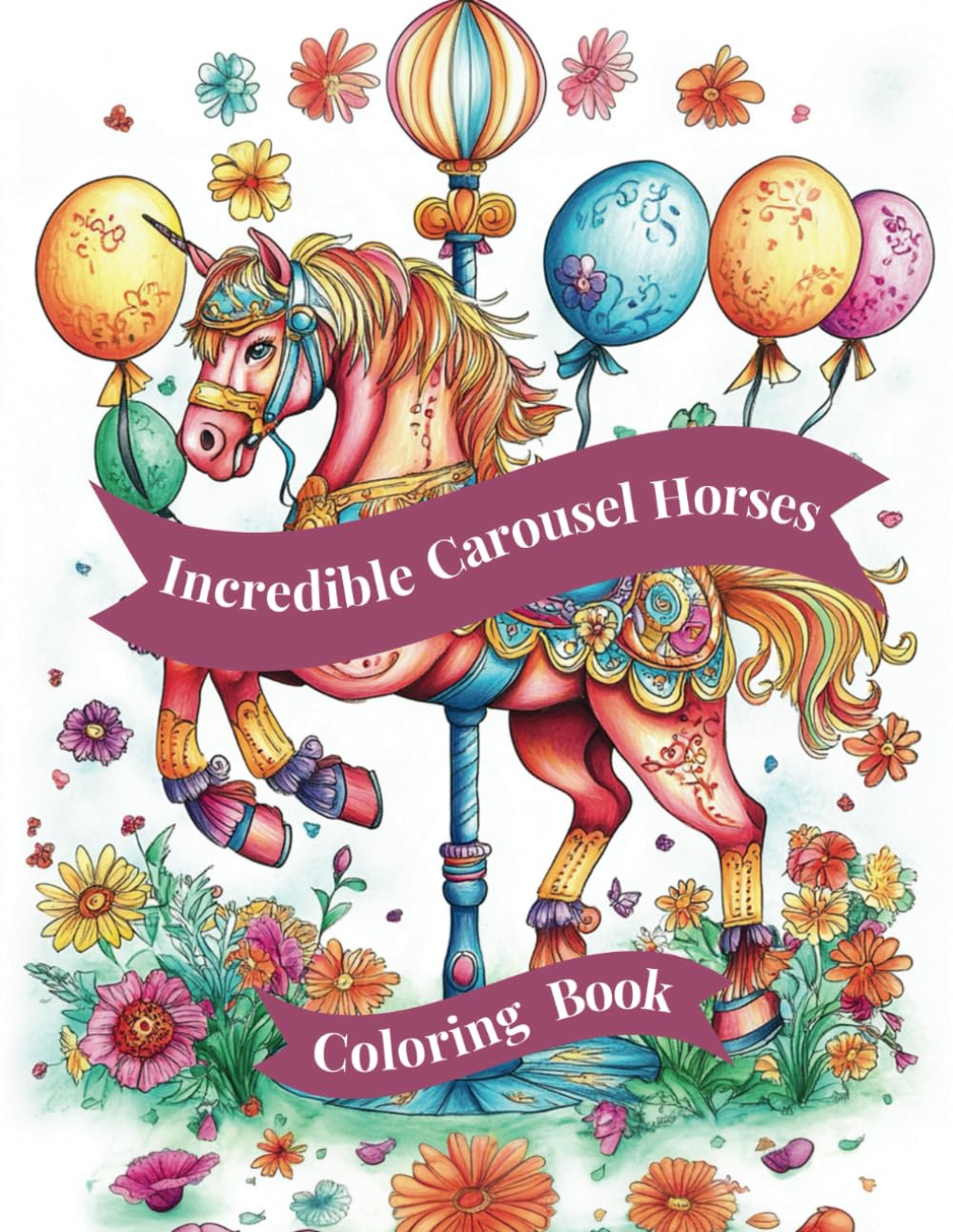 Amazon.com: Incredible Carousel Horses Coloring Book: 50 Stunning ...