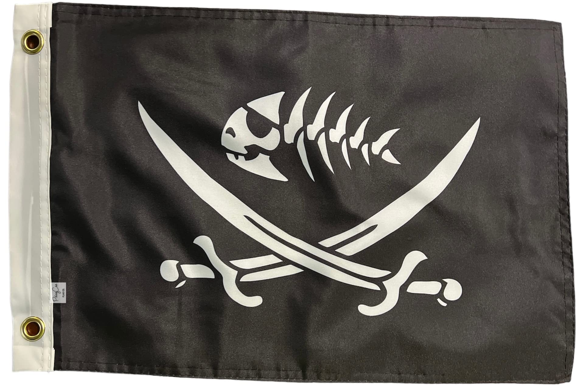 Amazon.com : Small 12"x18" Black Pirate Fish Flag Sword Banner Boat Sea ...