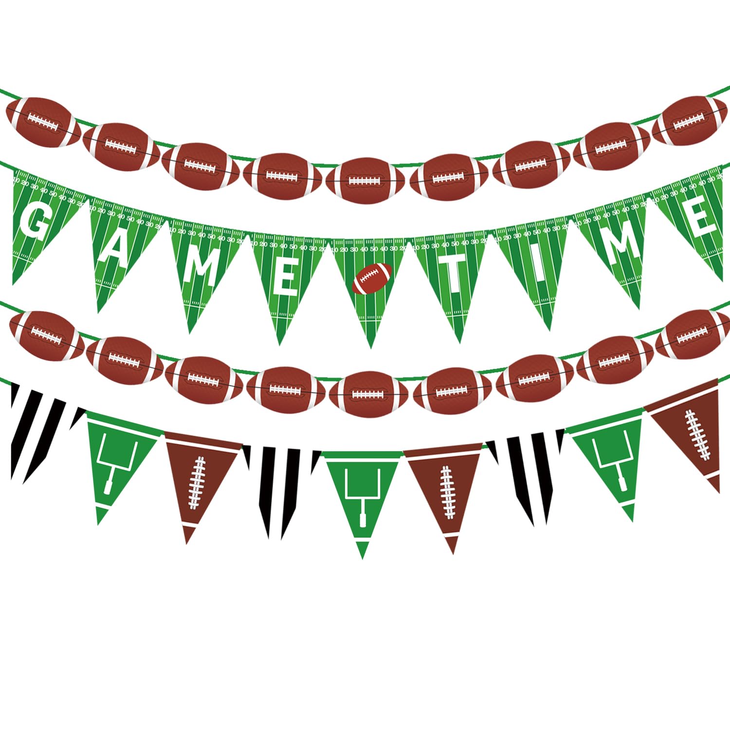 Amazon.com: Doumeny 4Pcs Football Paper Party Banner Football Game Time ...