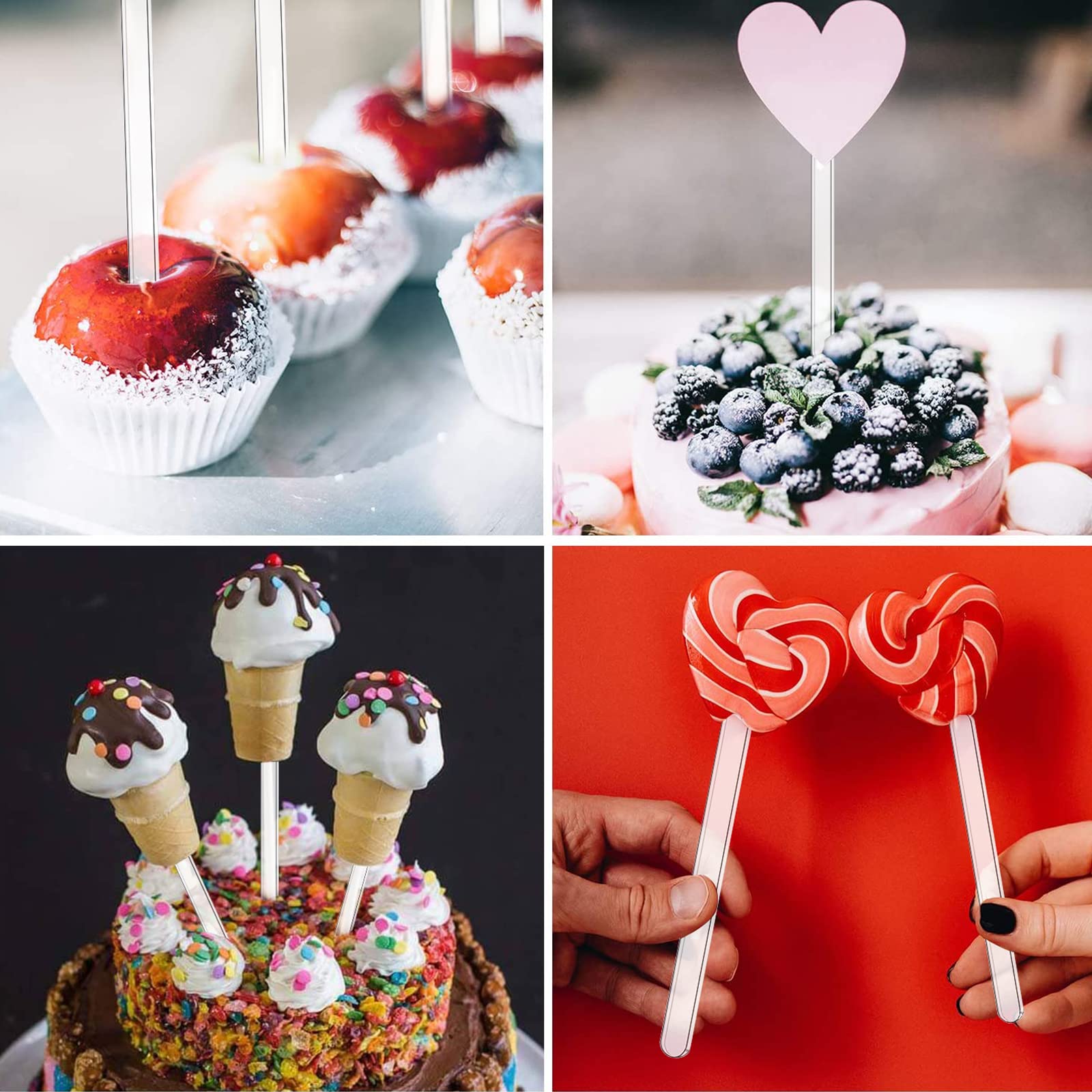 Reusable Cake Sticks TABLZONE 30 Pcs Clear Acrylic Cakesicle Sticks For ...