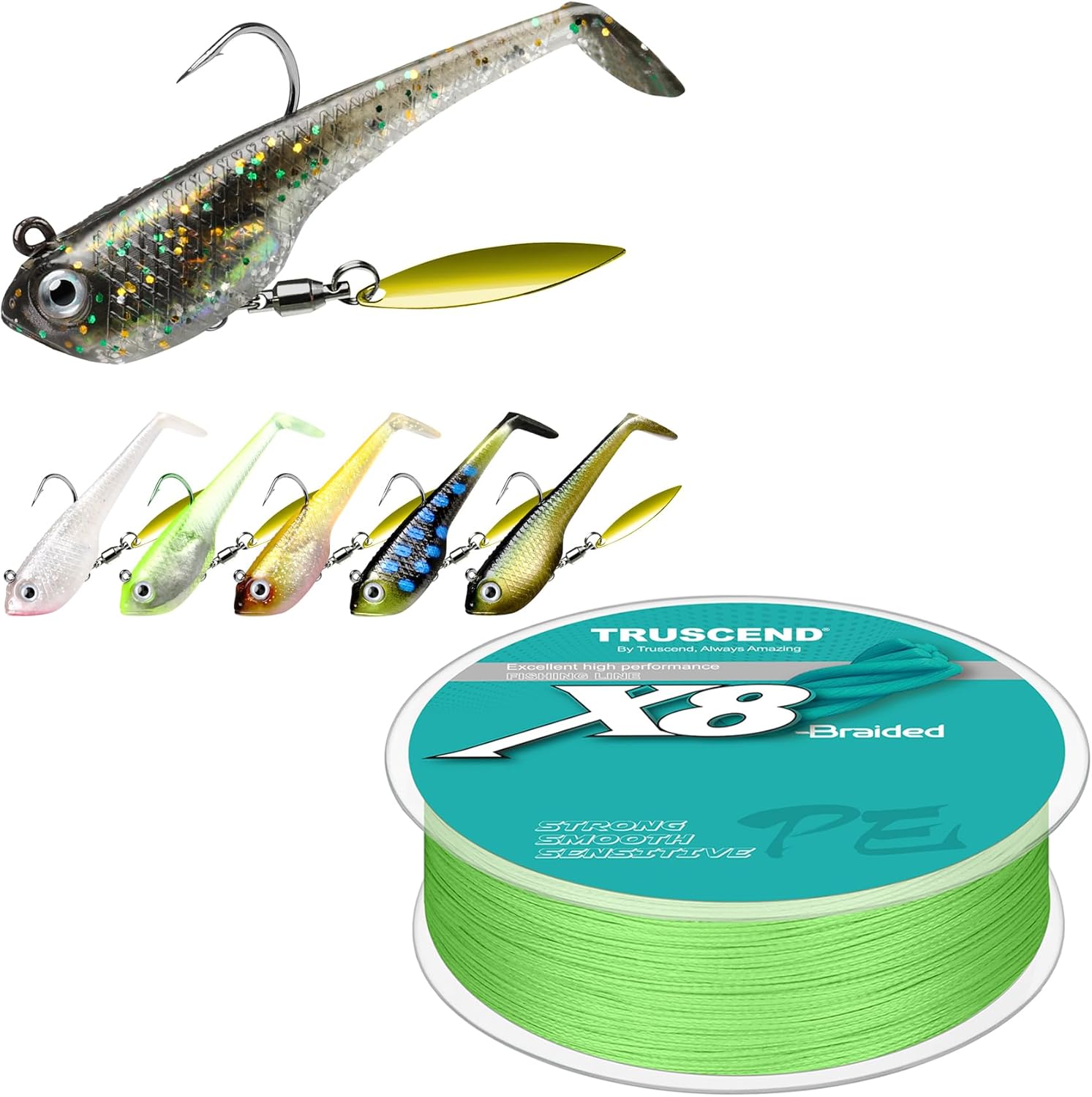 Amazon.com : TRUSCEND Fishing Lures for Bass and Braided Fishing Line ...