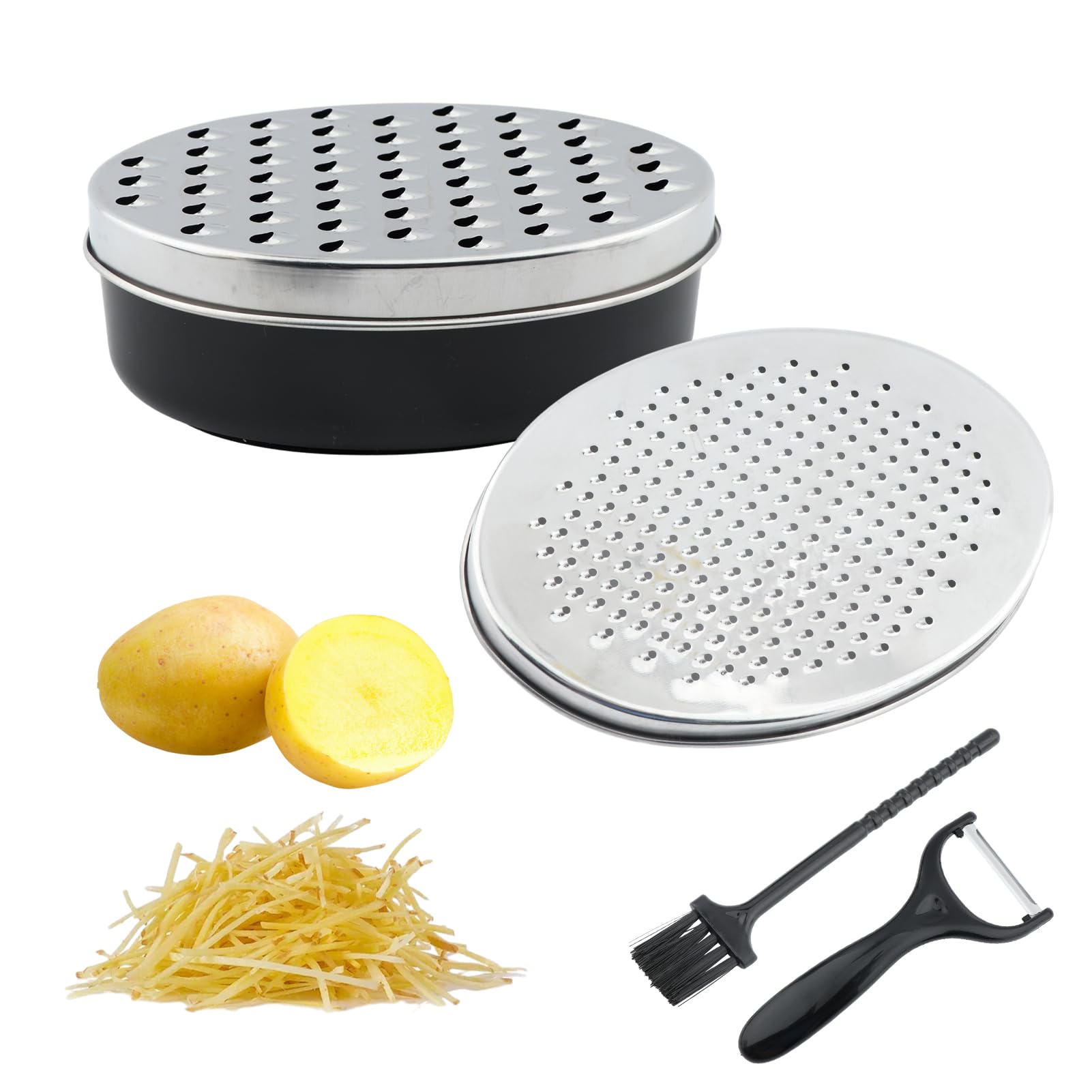 Amazon.com: Cheese Grater with Container and Cleaning Brush & Peeler ...