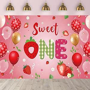 Amazon.com : Sweet One Strawberry Girl Birthday Party Photography ...