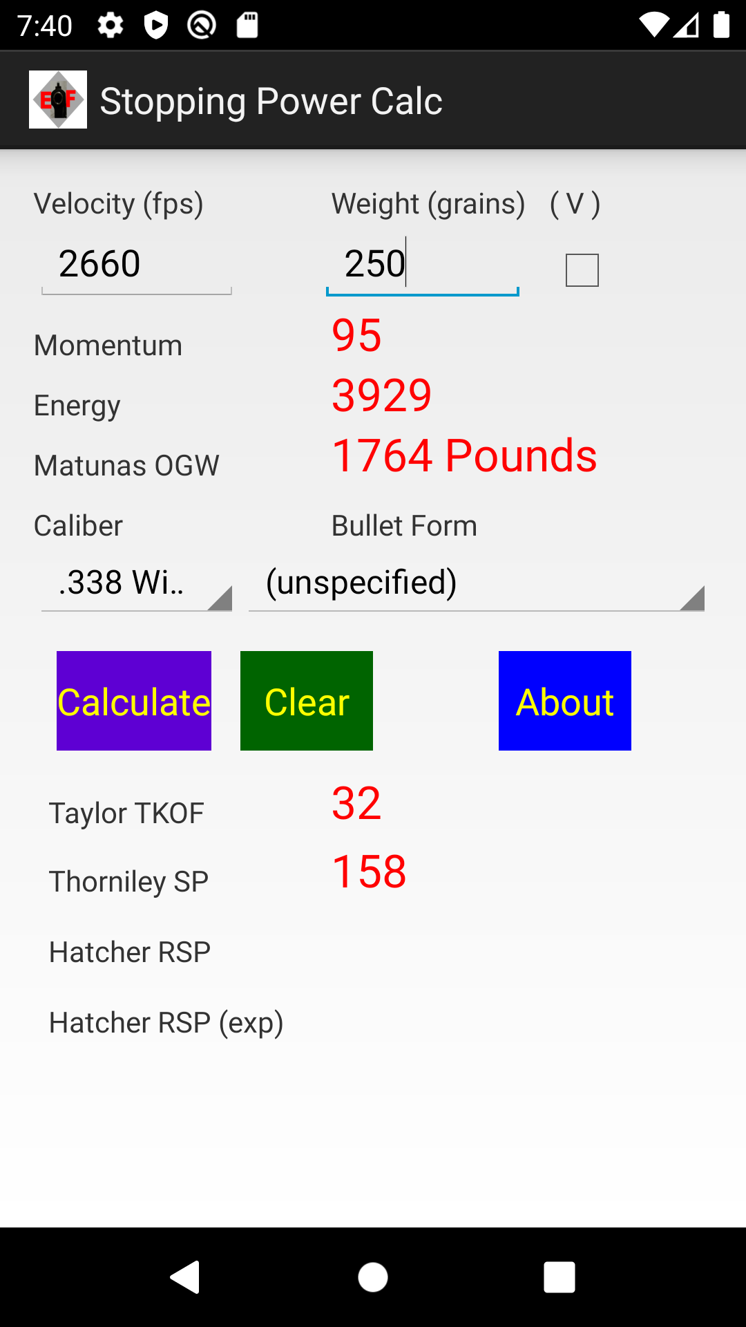 Stopping Power Calculator - App on the Amazon Appstore