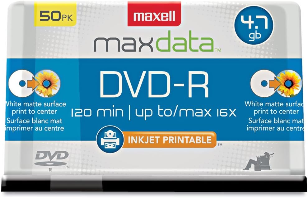 Amazon.com: Maxell MAX638011 - DVD Recordable Media - DVD-R - 16x - 4.70 GB - 50 Pack Spindle ...