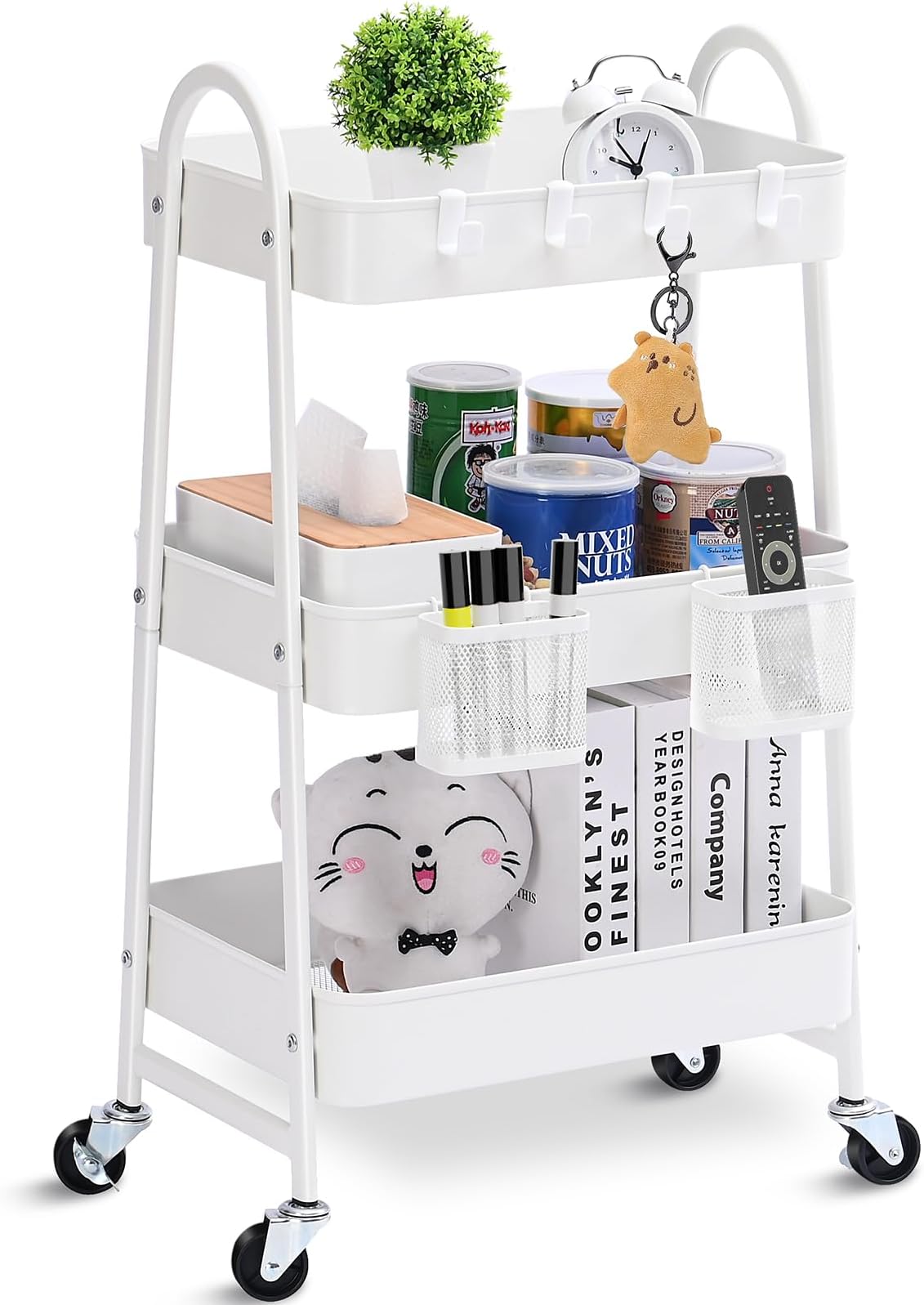 Amazon.com: KINGRACK 3-Tier Rolling Cart, Metal Rolling Storage Cart ...