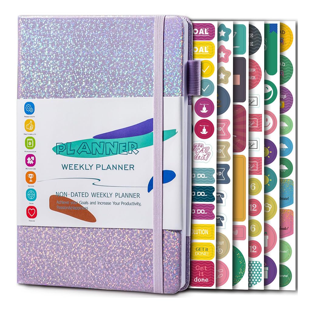 HASTHIP® Weekly Planner A5 Notebook with Color Lable Stickers, Undated ...