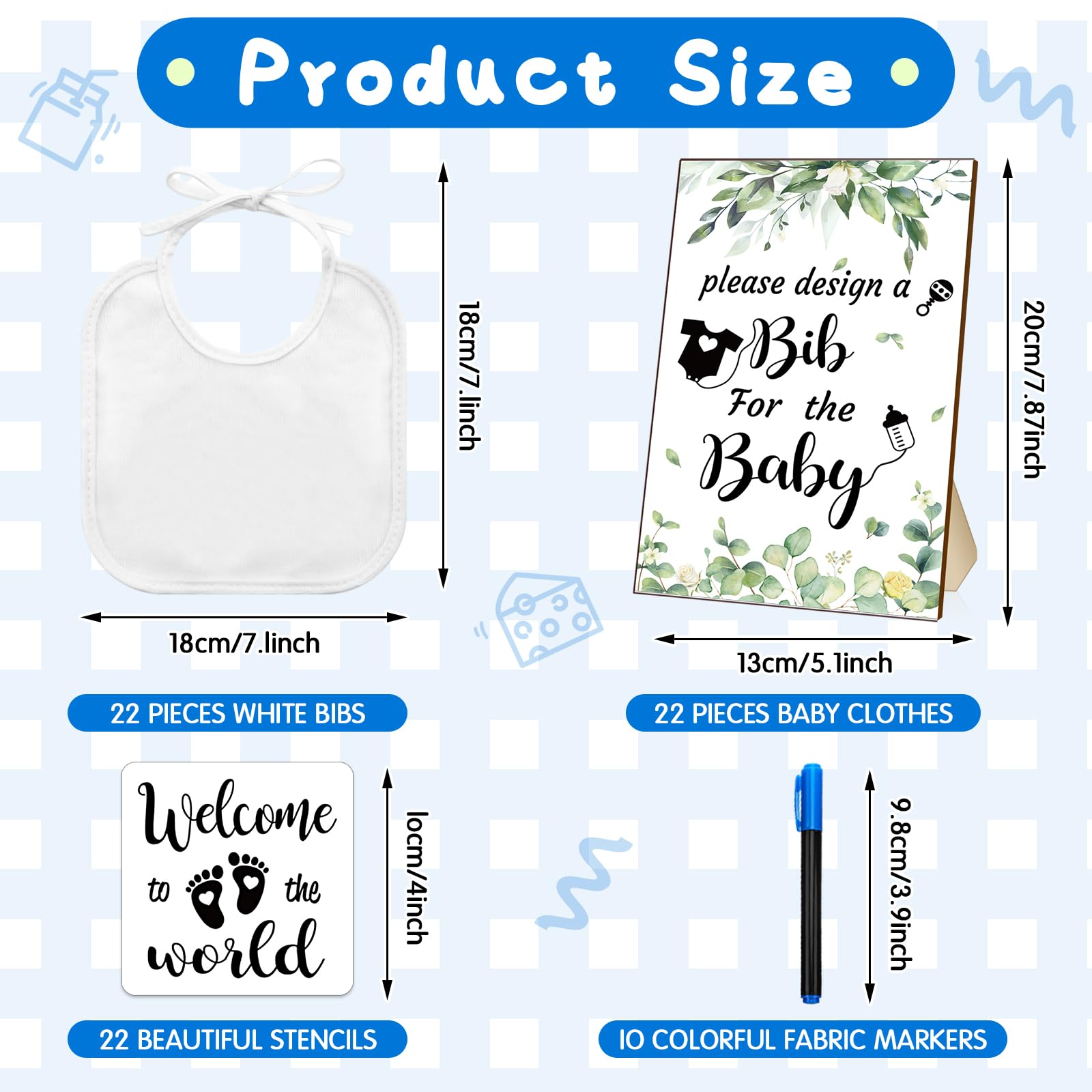 Snapklik.com : Newwiee 55 Pcs White Bibs For Baby Decorating Design A ...