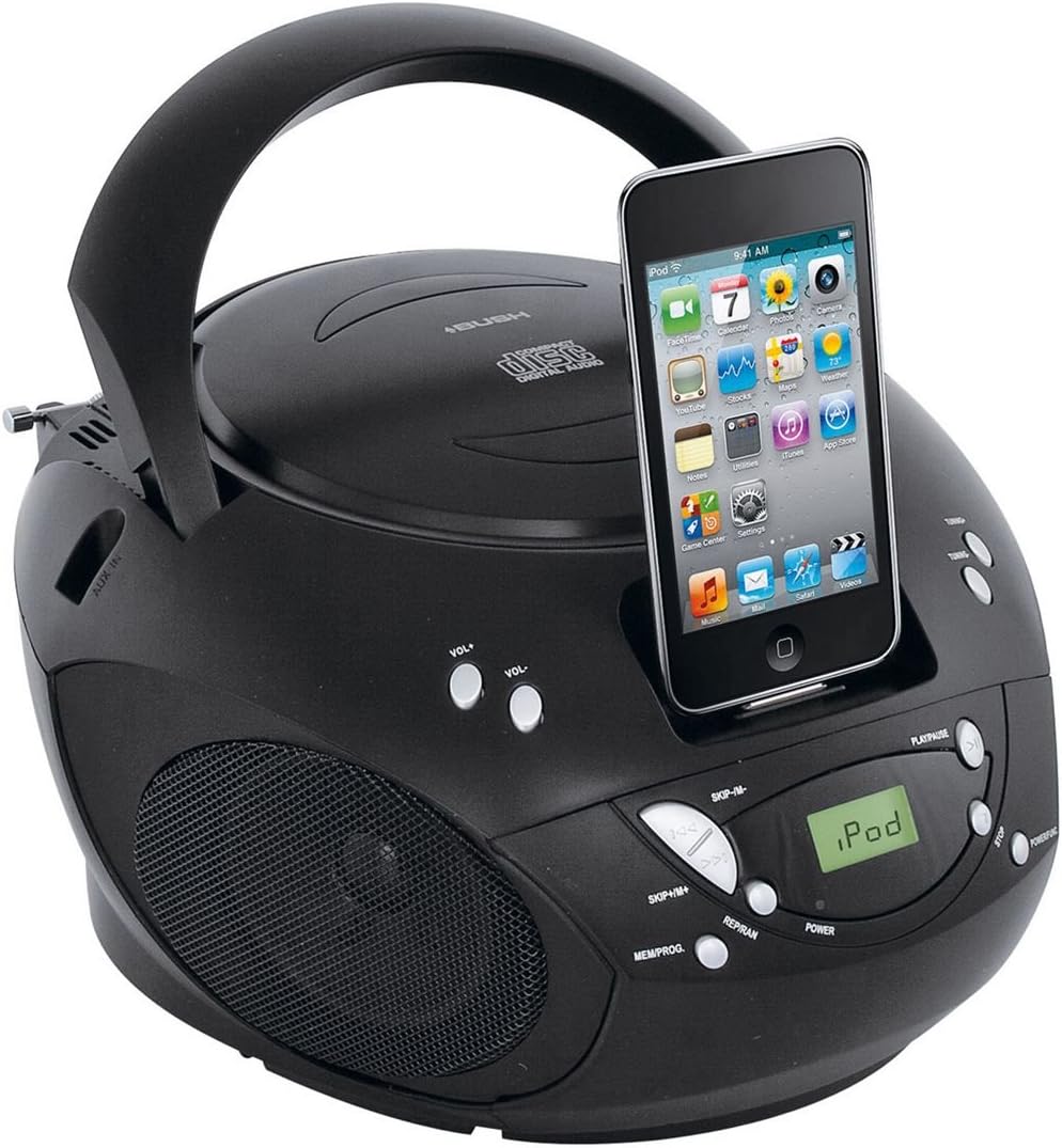 BUSH PORTABLE CD PLAYER BOOMBOX FOR IPOD IPHONE DOCK DOCKING STATION ...