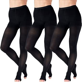 Amazon.com: (3 Pairs) Plus Size Compression Tights for Women ...