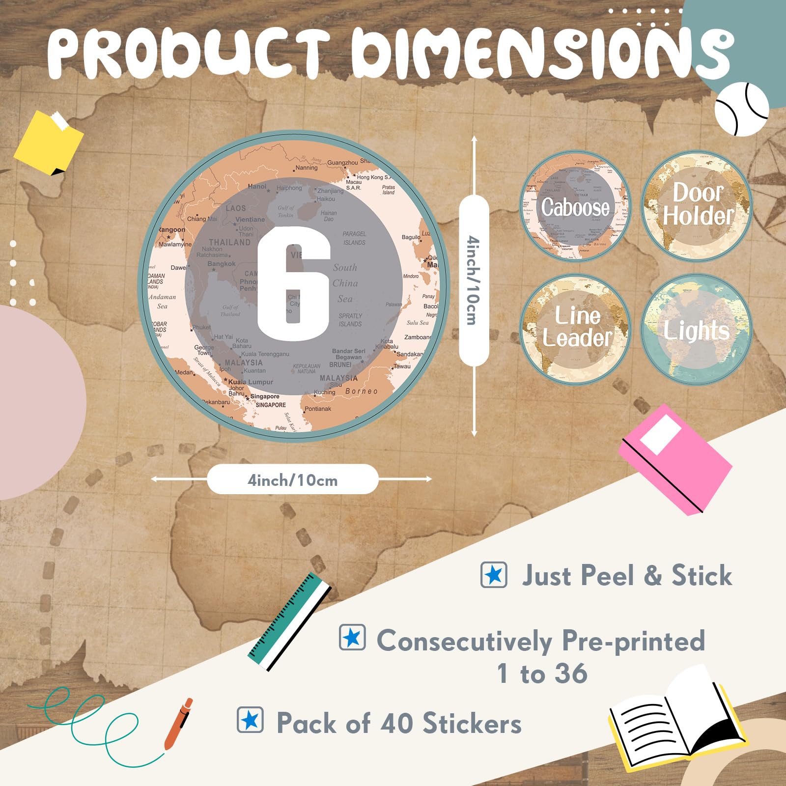 Snapklik.com : Colarr 40 Pcs Classroom Line Up Helpers Stickers Large ...