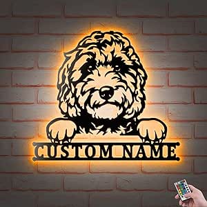 Amazon.com : CALUCI Metal Sign Led Light, Custom Golden Doodle Metal ...