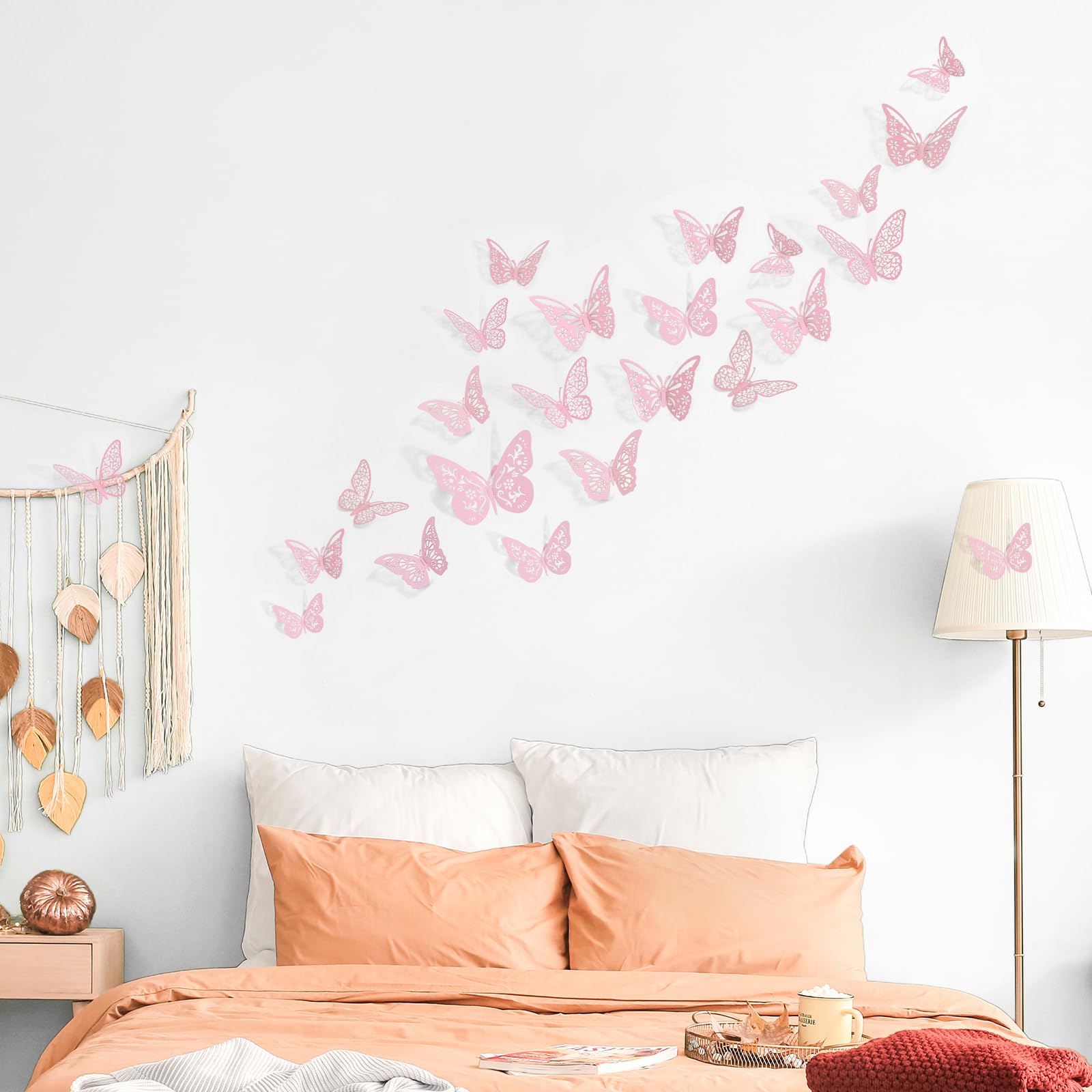 Snapklik.com : 48 Pcs Pink Butterfly Decorations, 4 Styles 3 Sizes ...