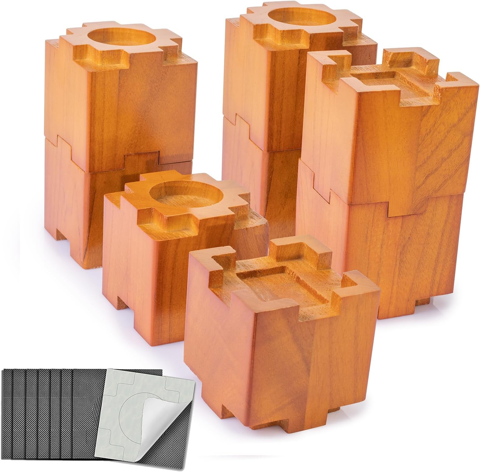 Amazon.com: Almanor Goods Bed Risers Furniture Lifters Wood (Set of 4 ...