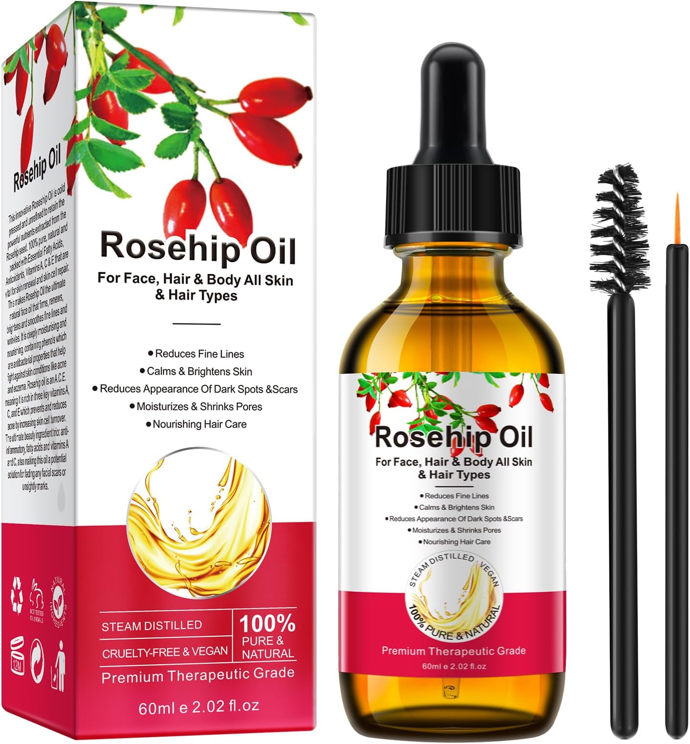 Amazon.com: NIFEISHI Rosehip oil Organic, 60ml Rosehip Seed Oil for ...