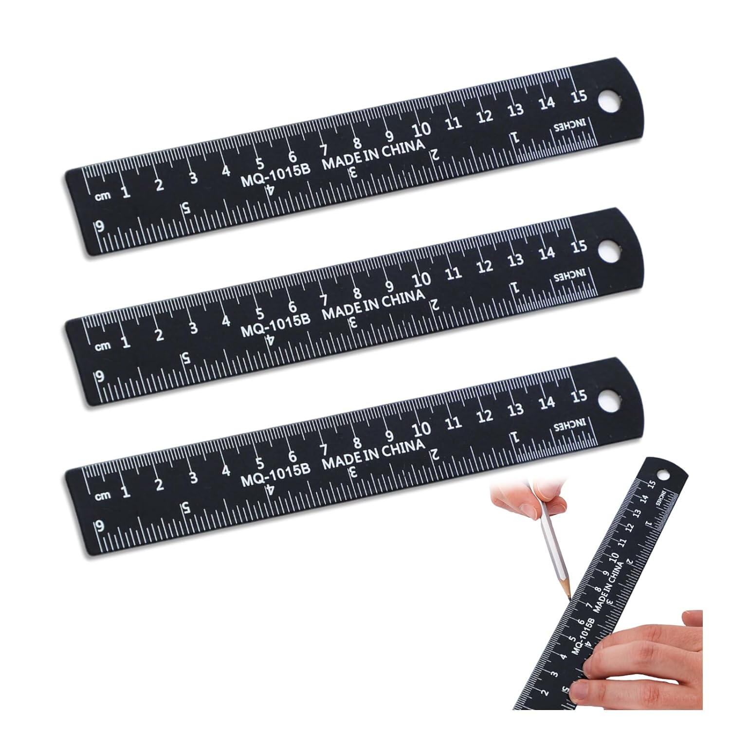 Amazon.com: KMYZQDV 3Pcs Metal Ruler 6 Inch Small 6in Rulers Thin Flat ...