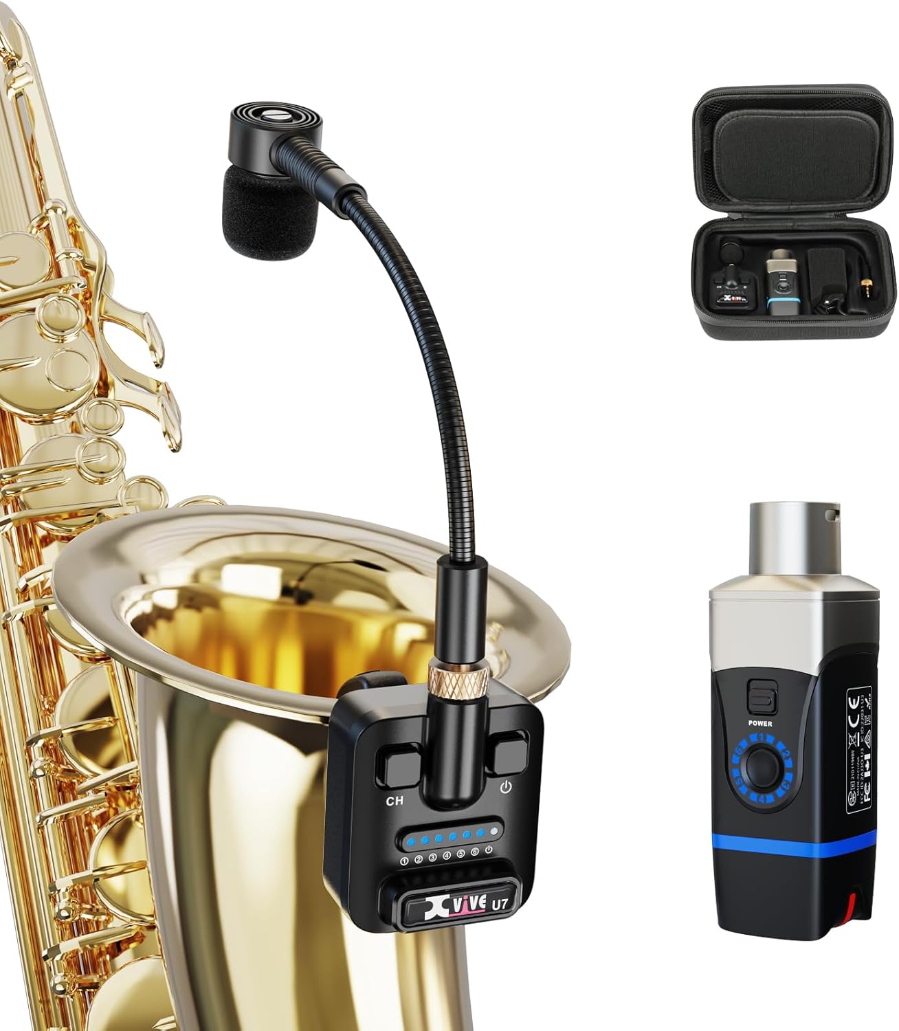 Amazon.com: Xvive U7 Saxophone Microphone Wireless System 2.4 GHz ...